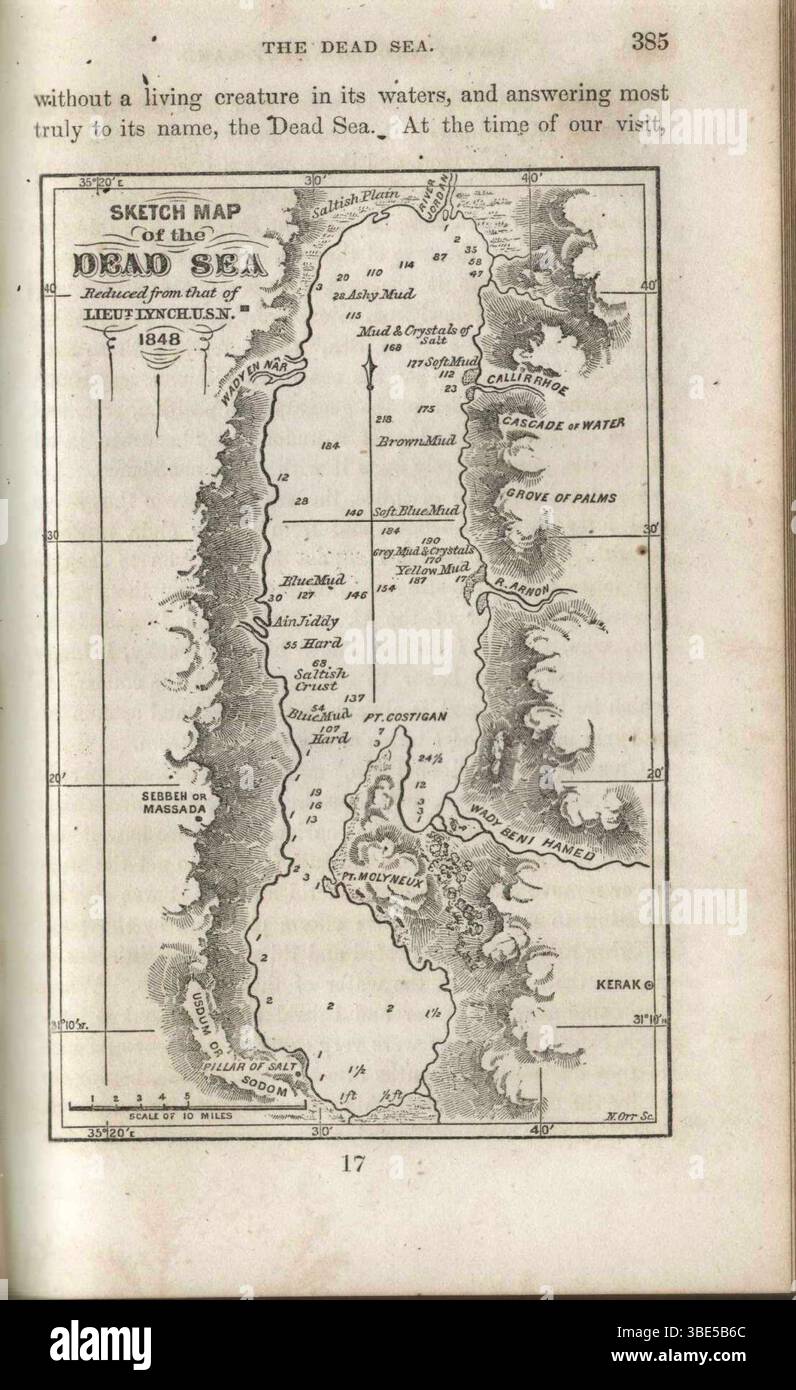 Jesse Ames Spencer, Sketch map of the Dead Sea reduced from that of ...
