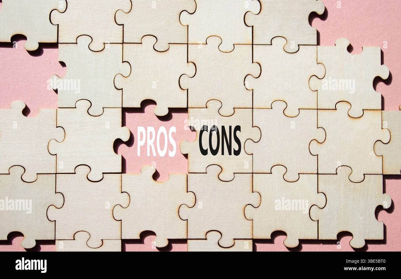 Pros vs Cons symbol. Concept word Pros vs Cons on wooden puzzle ...