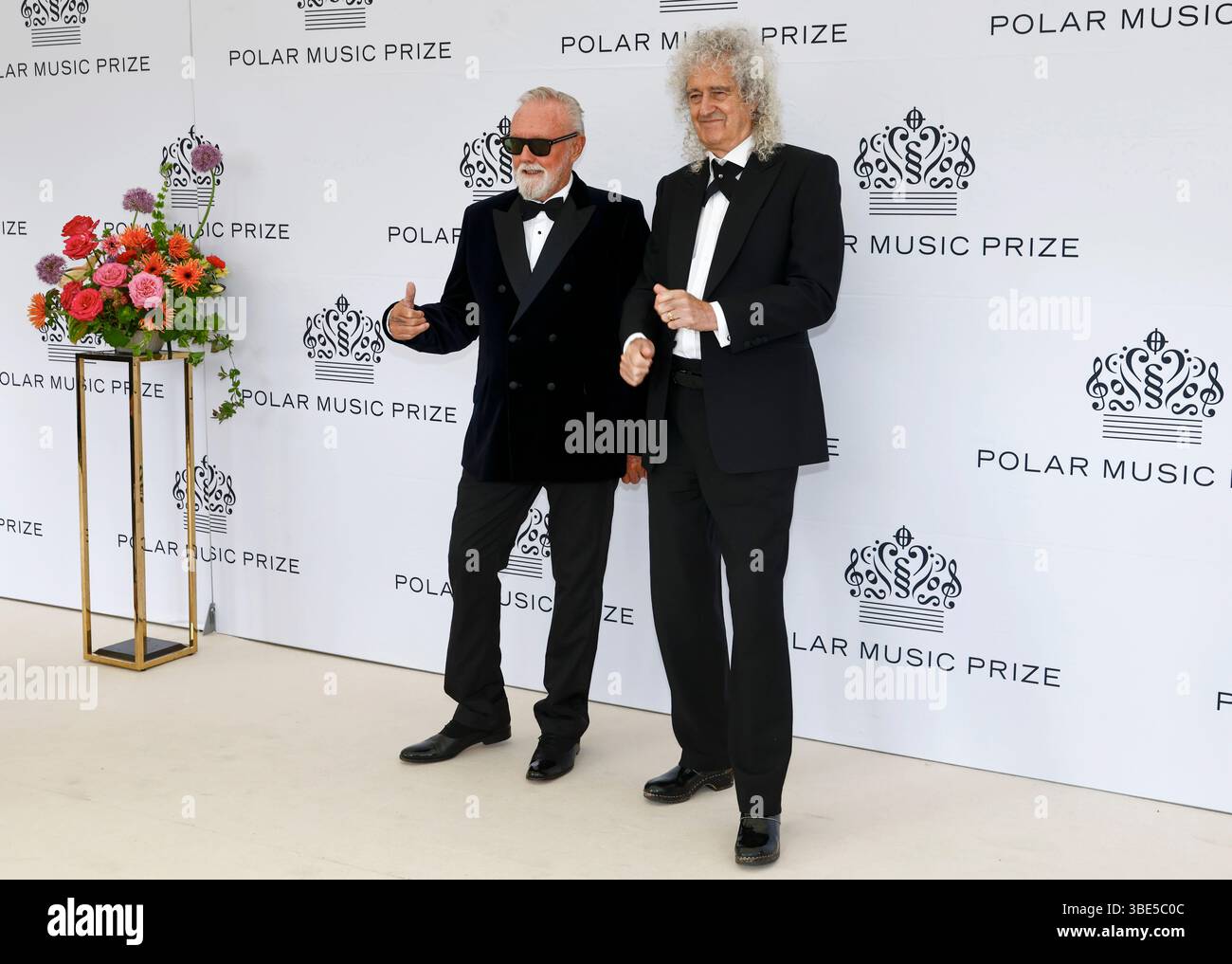 Polar Music Prize laureates Queen's Roger Taylor, left, and Brian May ...