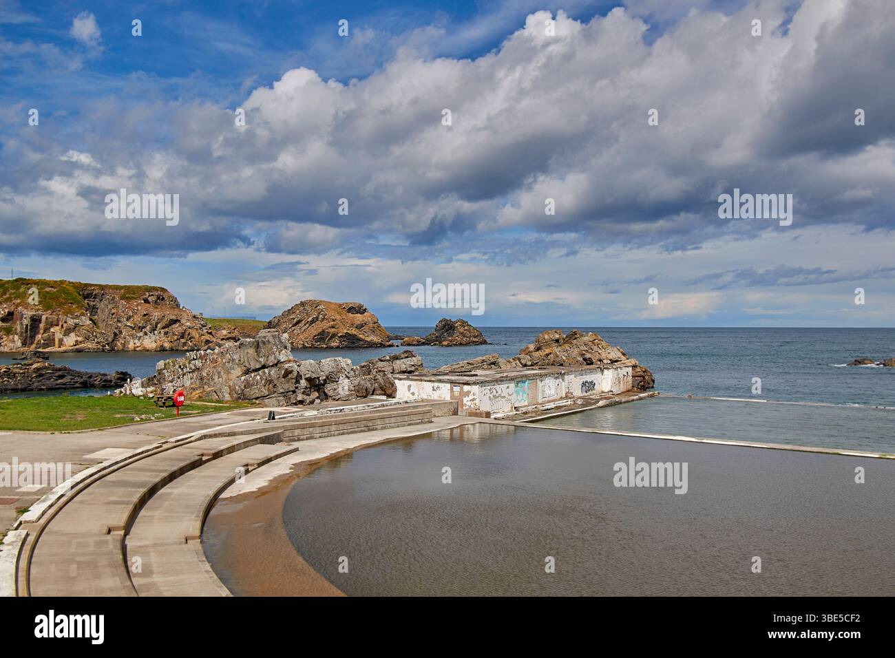 Macduff Aberdeenshire Scotland Tarlair open air swimming pool blue sky ...