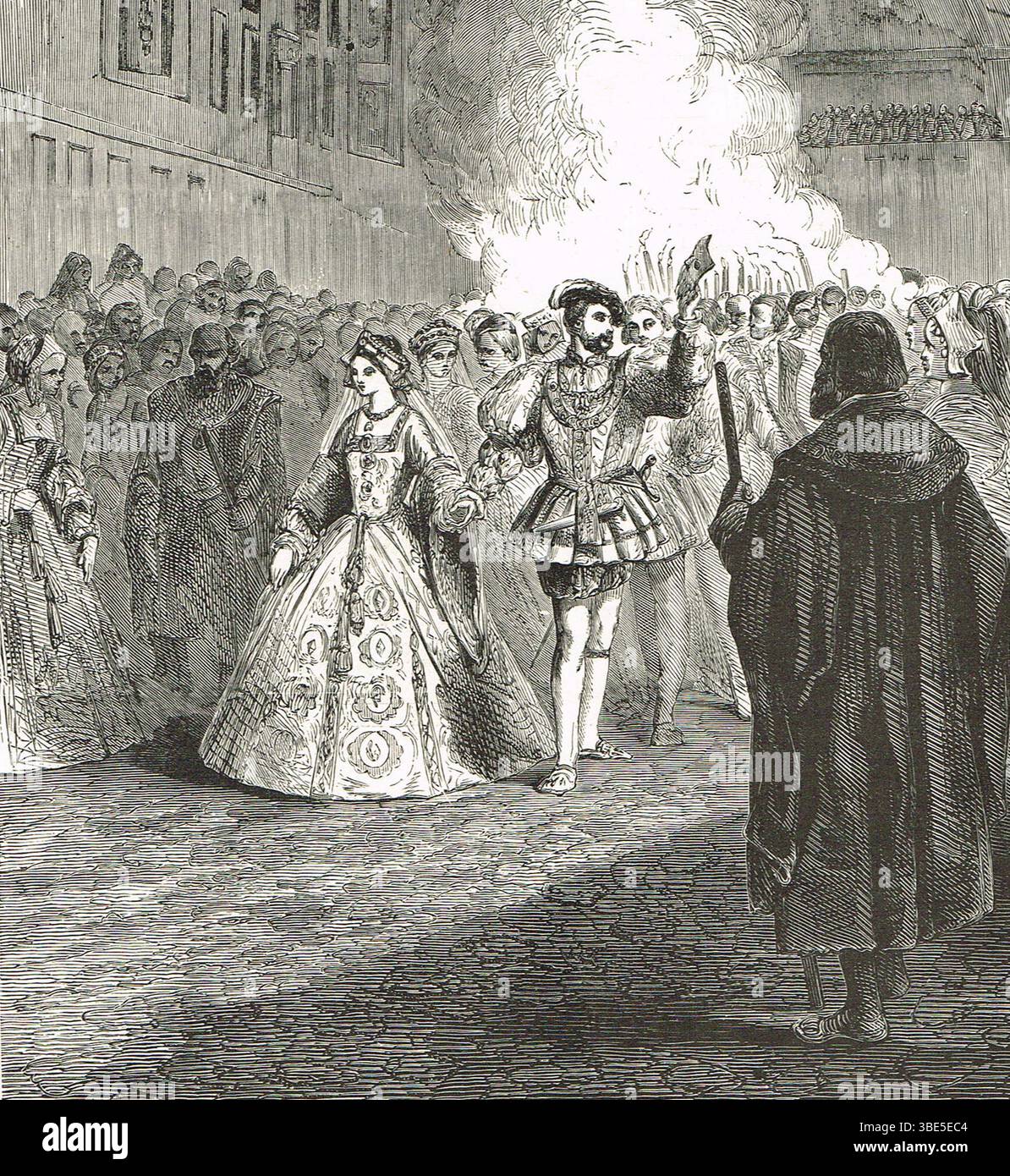 King Henry VIII and Anne Boleyn dancing at a ball at old Greenwich ...