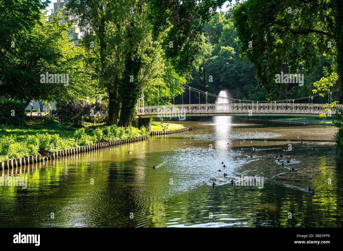 Green domain of the Cortewall historical castle, now a restaurant, park ...