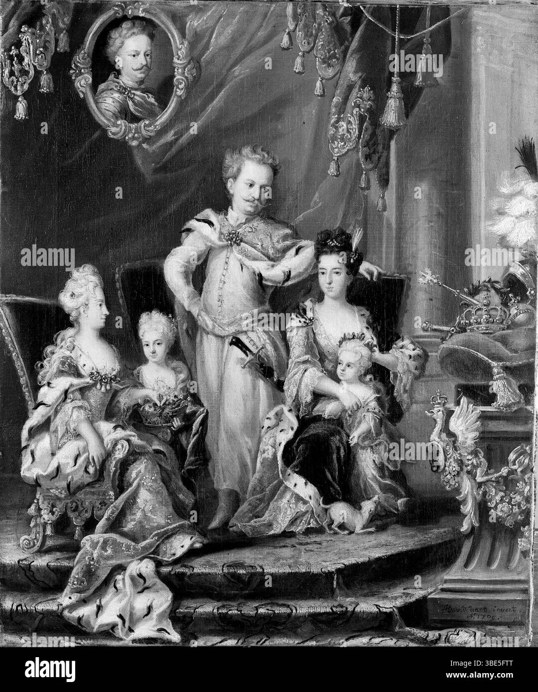 Johan David Schwartz - Król Stanisław Leszczyński z rodziną Stock Photo ...