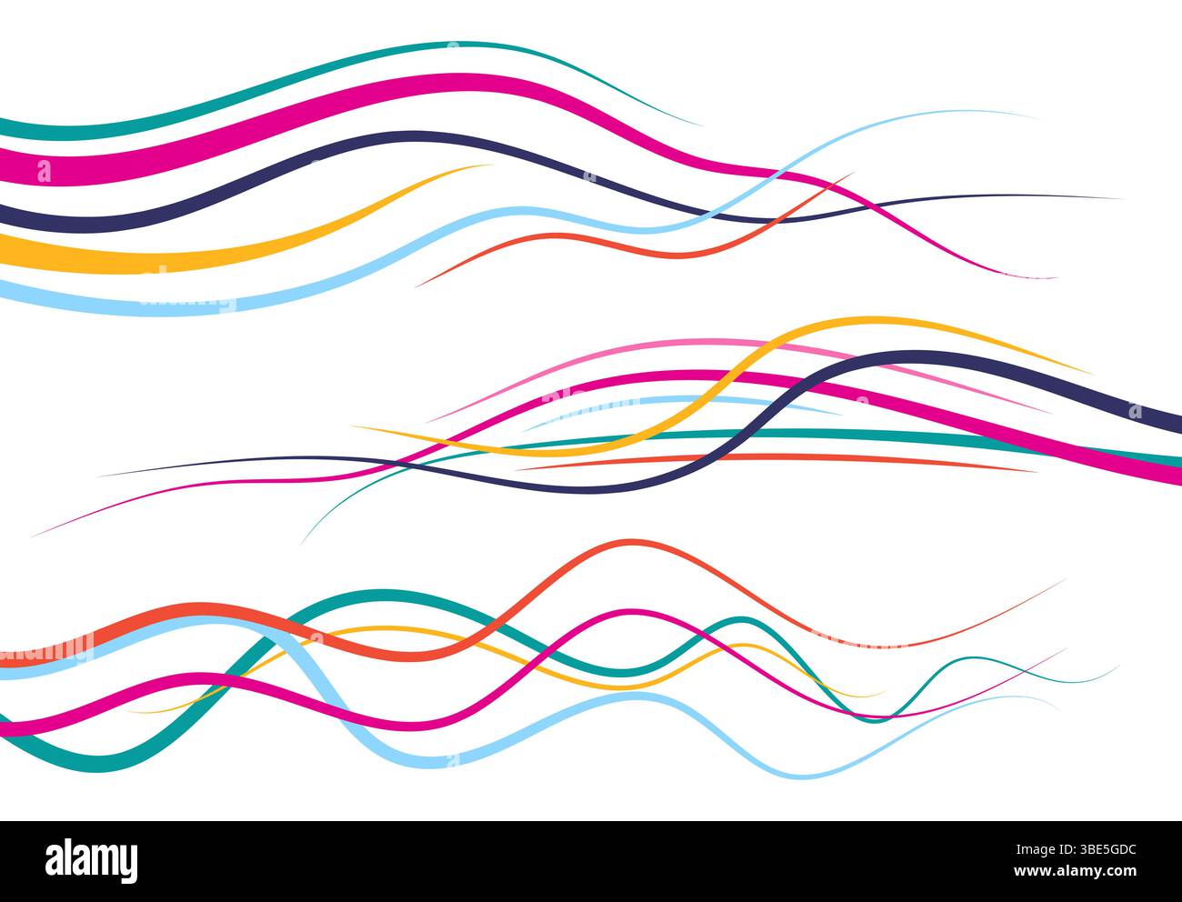 Set of abstract color curved lines. Wave design element. Vector illustration Stock Vector Image ...