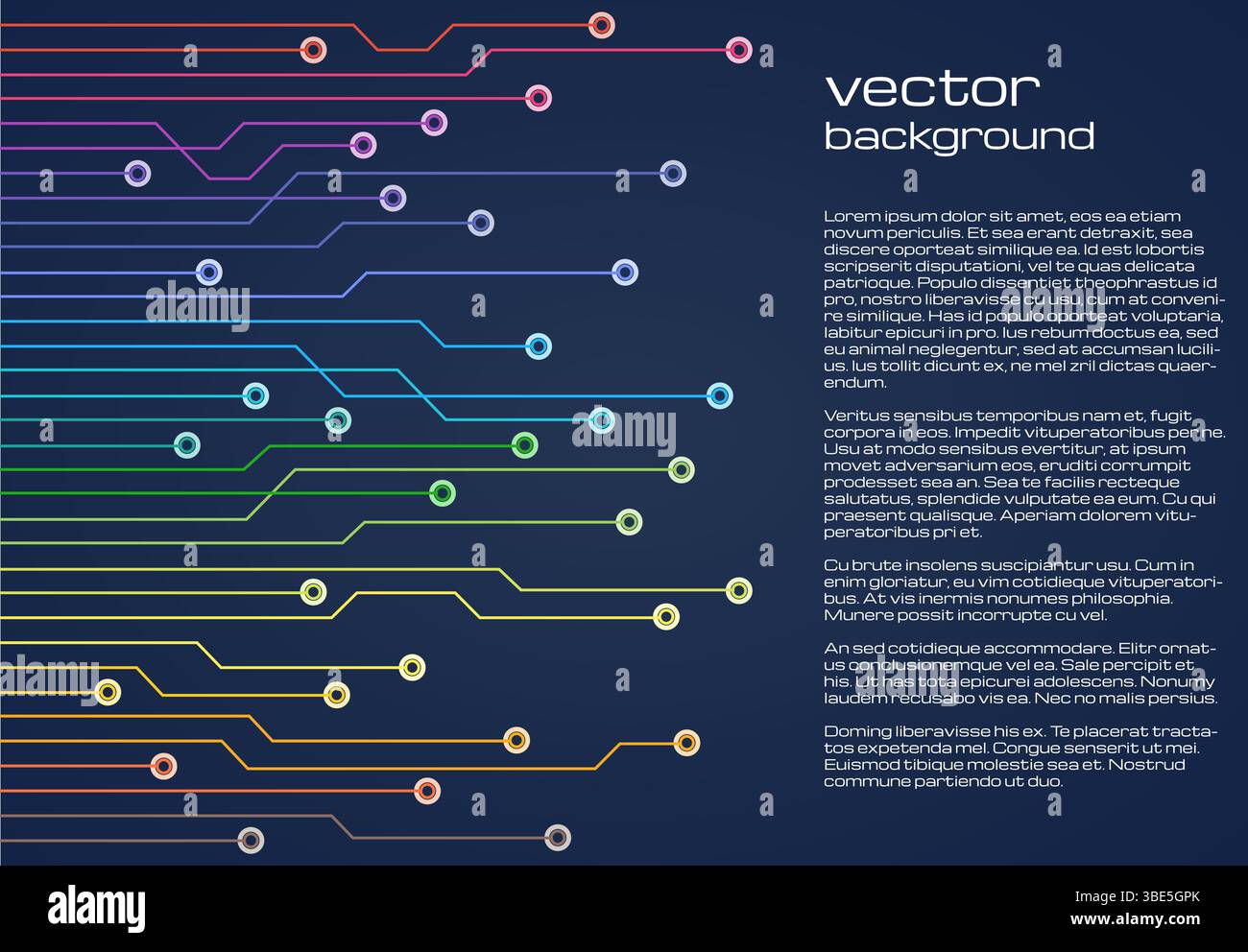 Abstract Technological Blue Background With Colorful Elements Of The Microchip Circuit Board