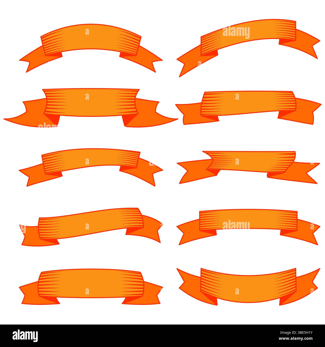 Set of ten orange ribbons and banners for web design. Great design ...