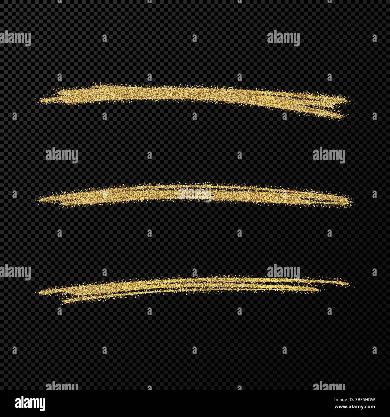 Abstract shiny confetti glittering waves. Set of three hand drawn brush ...