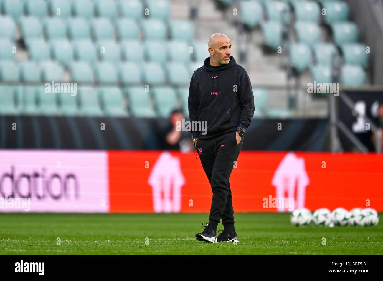 Chelsea's head coach Enzo Maresca walks during a training session ahead ...