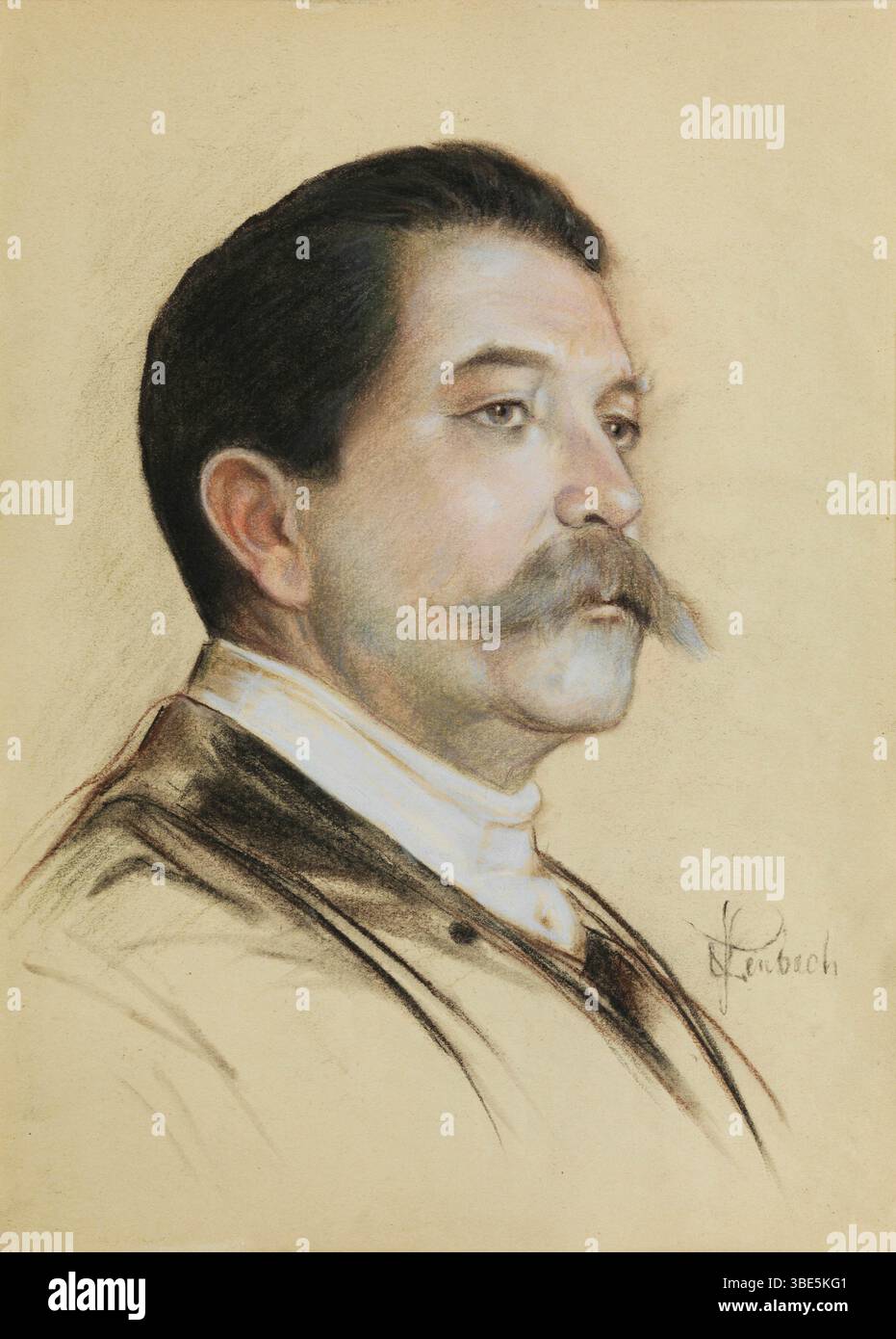 Portrait of German politician Herbert von Bismarck. Mixed media drawing ...