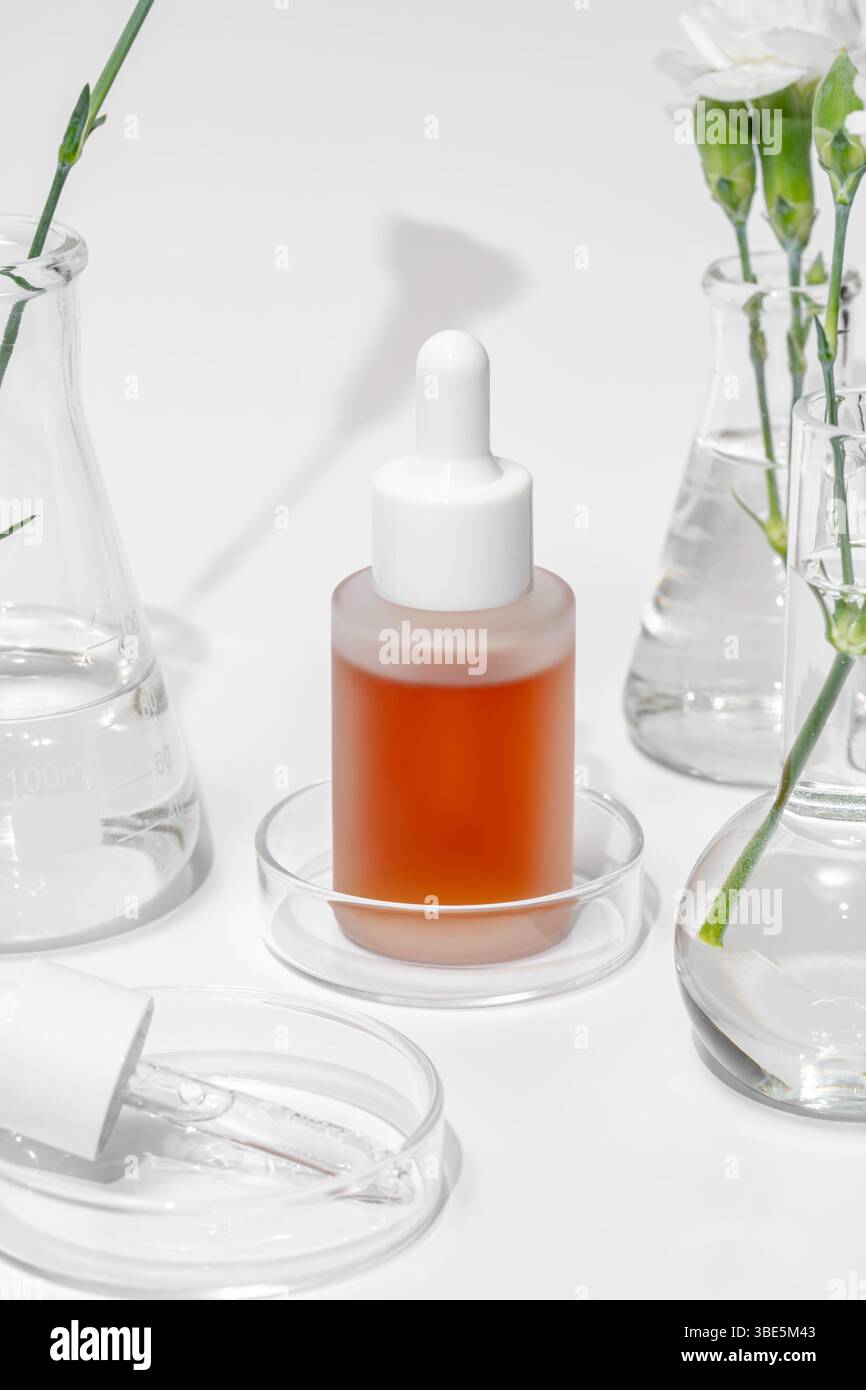 A clinical research laboratory featuring skin care products, including ...