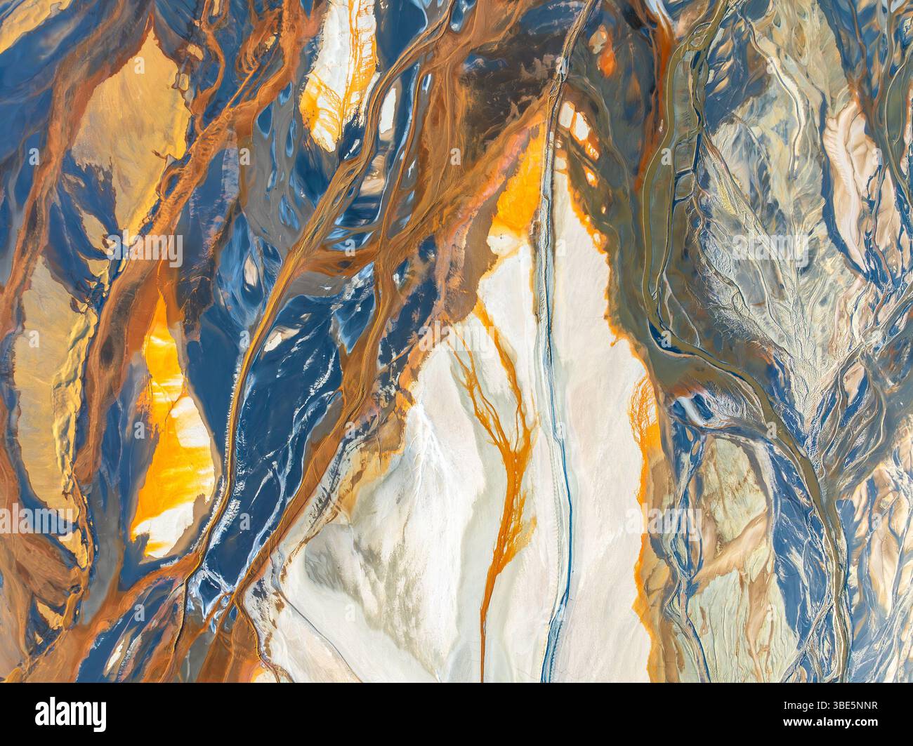 Top view of an intricate natural landscape capturing abstract textures ...
