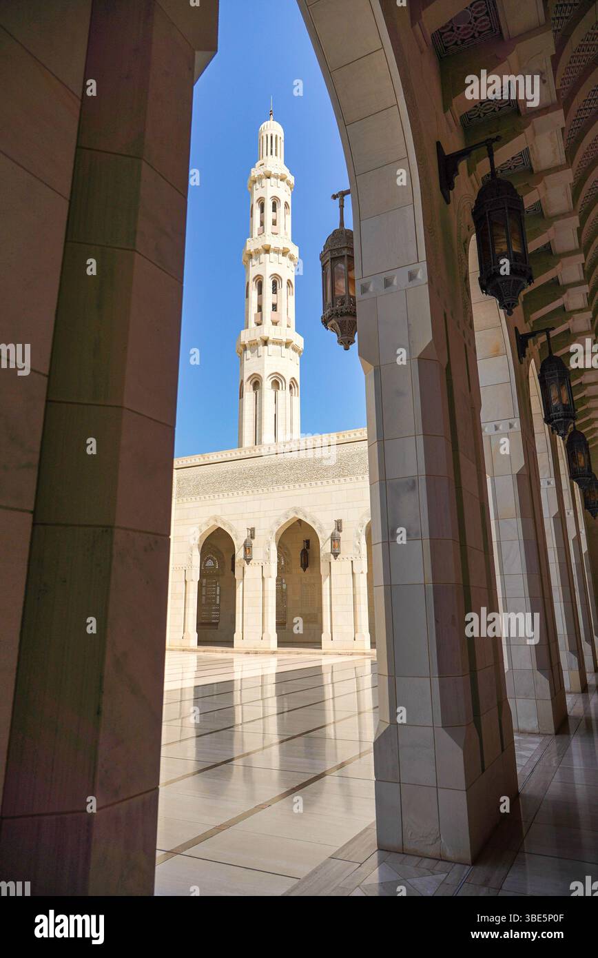 A stunning view of the architectural details at Sultan Qaboos Mosque in ...