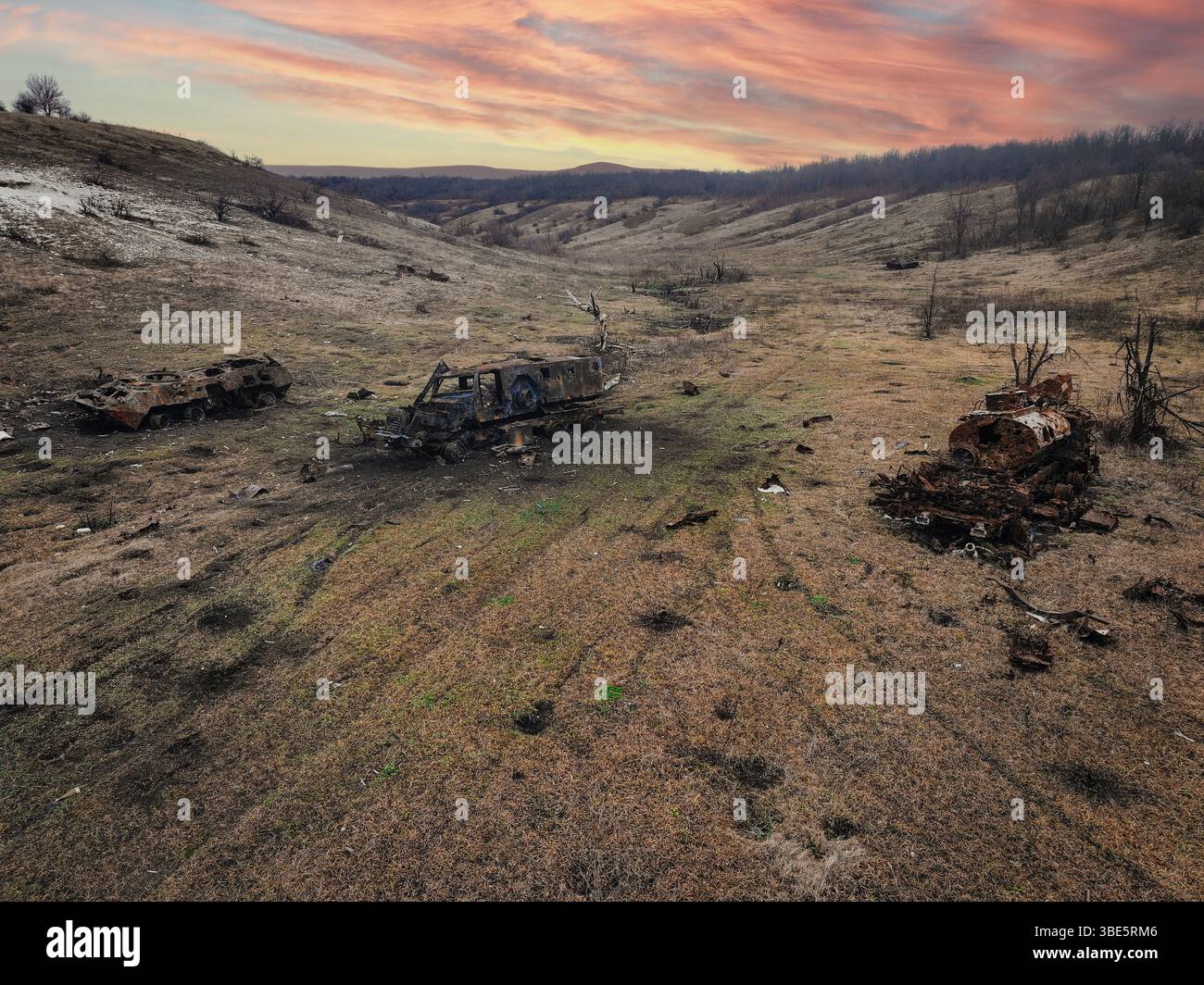An aerial view showcases the devastating impact of war in a bleak ...