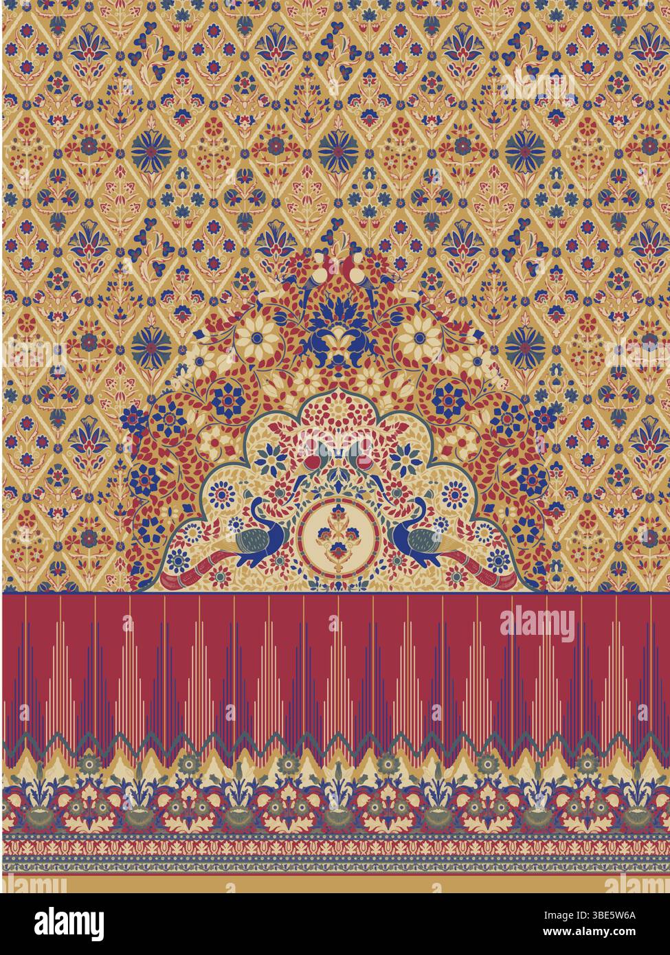 Intricate peacock and floral textile design a rich tapestry of indian ...