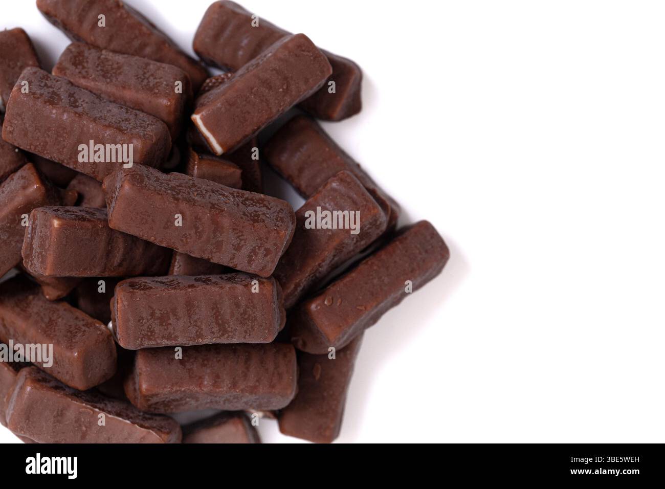 Chocolate Covered Nougat Mini Candy Bars Isolated on a White Background ...