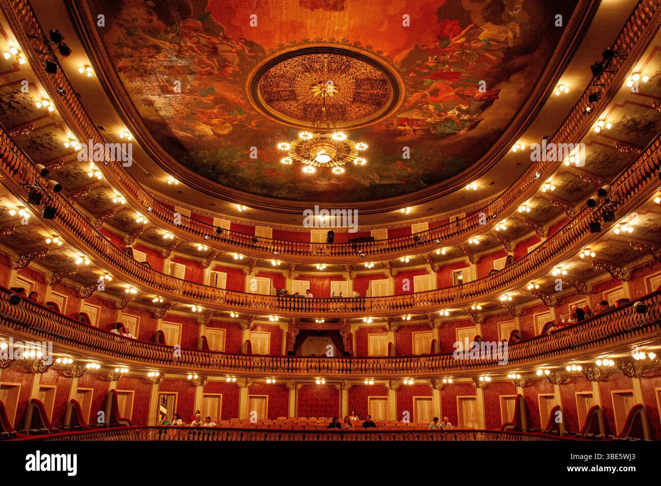 The grand interior of Theatro da Paz, a neoclassical Belle Époque opera ...