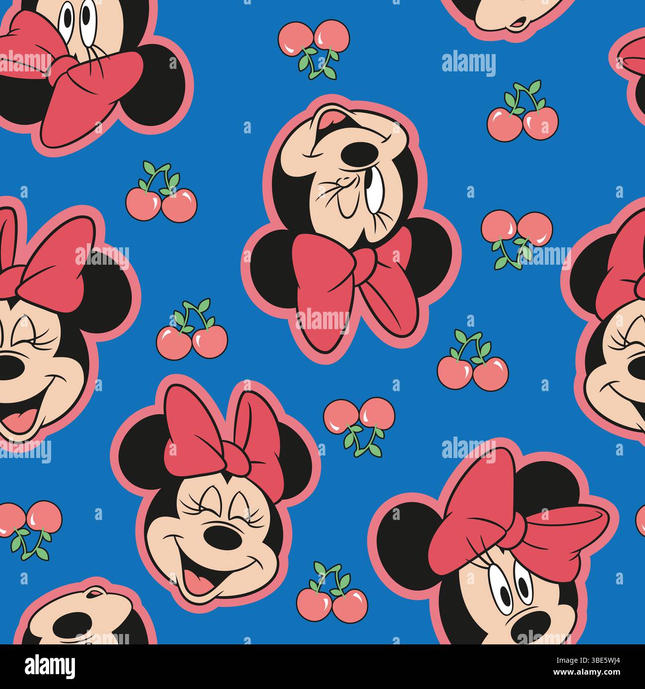 Charming minnie mouse and cranberries blue fabric print repeating ...
