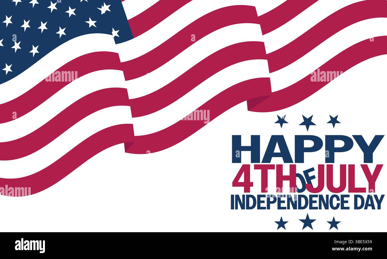 Happy 4th of July Banner for American Independence Day, Red, white and ...