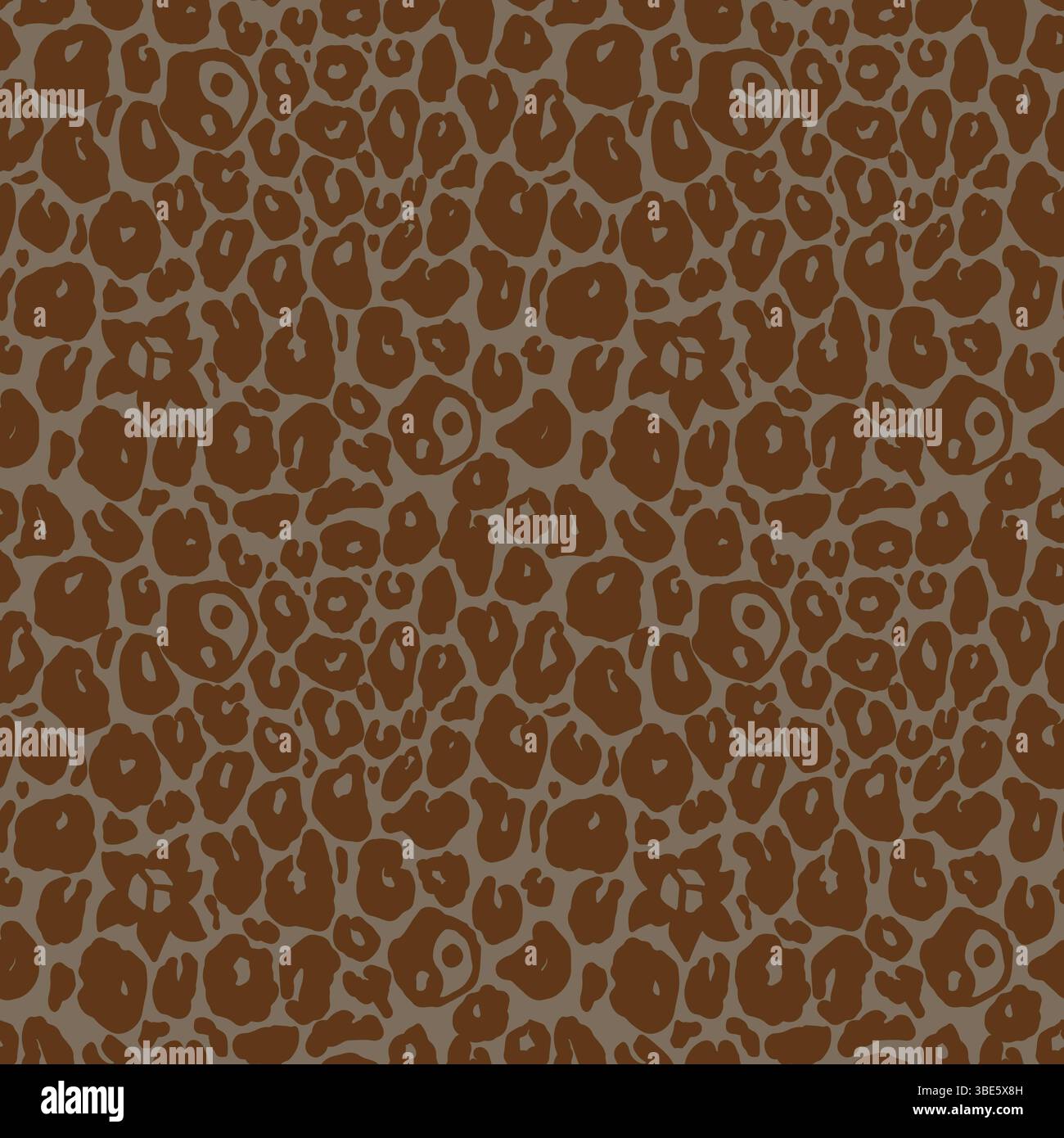 Brown leopard print pattern with yin yang and star symbols seamless ...