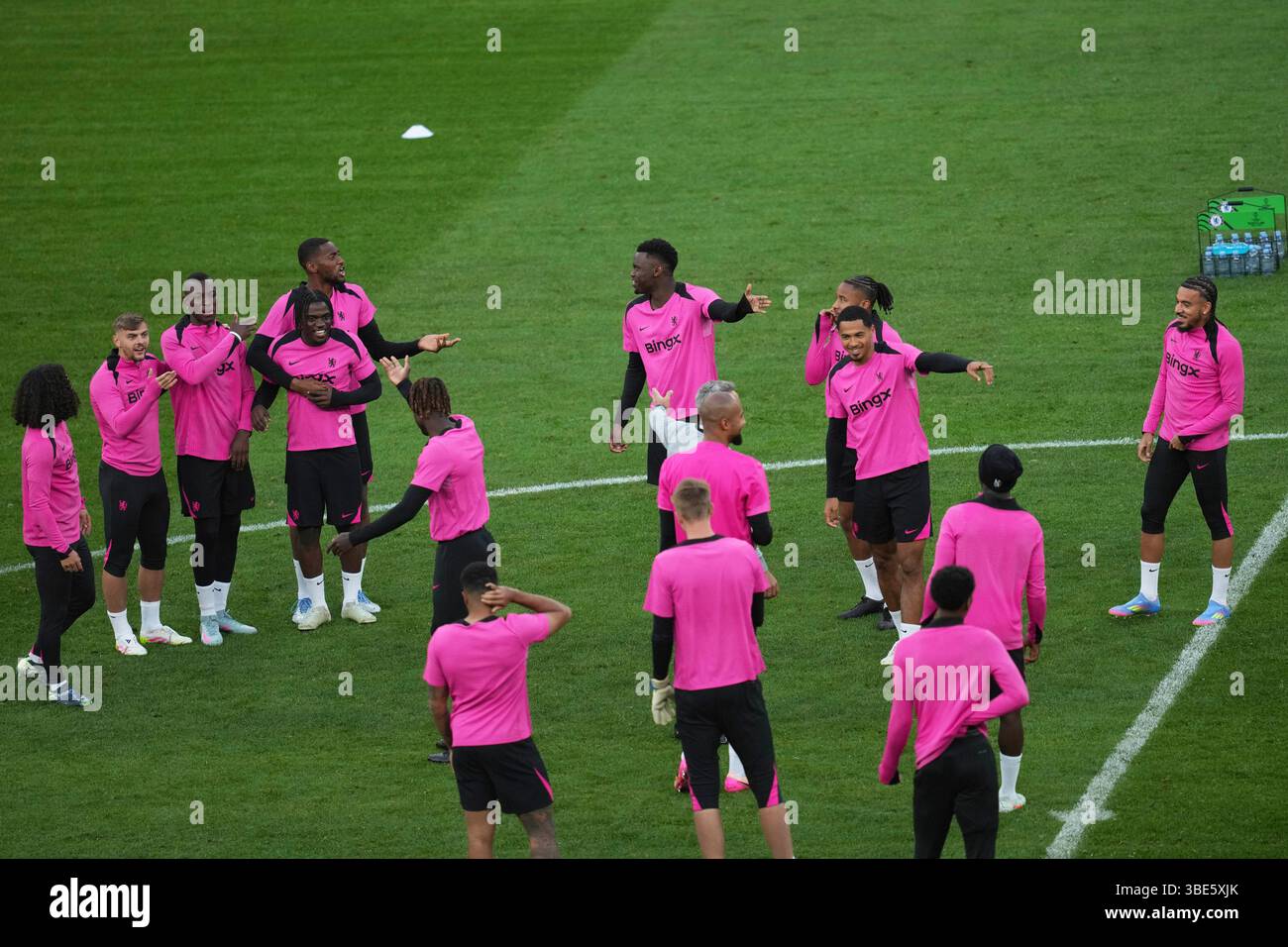 Chelsea's players train during a training session ahead of the Europa ...