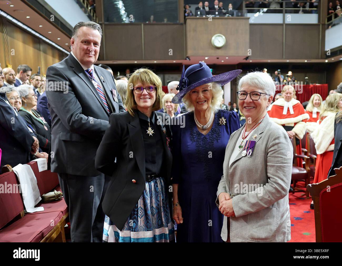 Queen Camilla poses with Lieutenant Governor of Nova Scotia Mike Savage ...