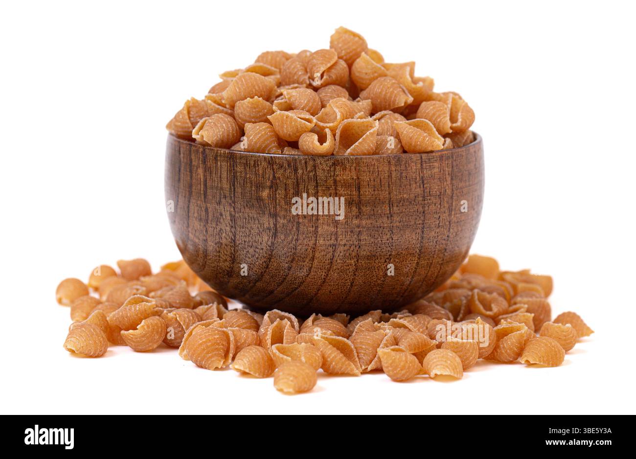 Whole Wheat Shell Pasta on a White Background Stock Photo - Alamy