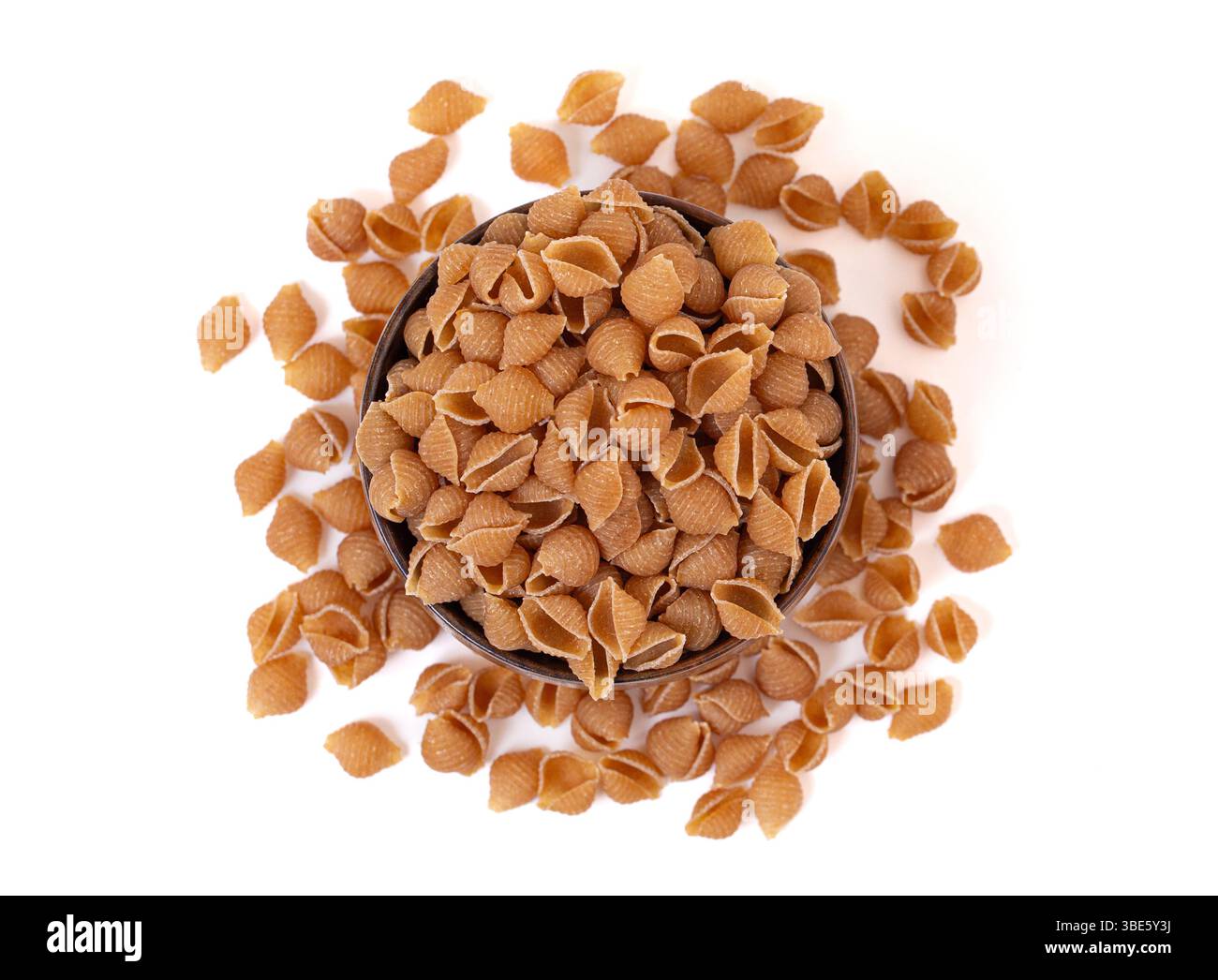 Whole Wheat Shell Pasta on a White Background Stock Photo - Alamy