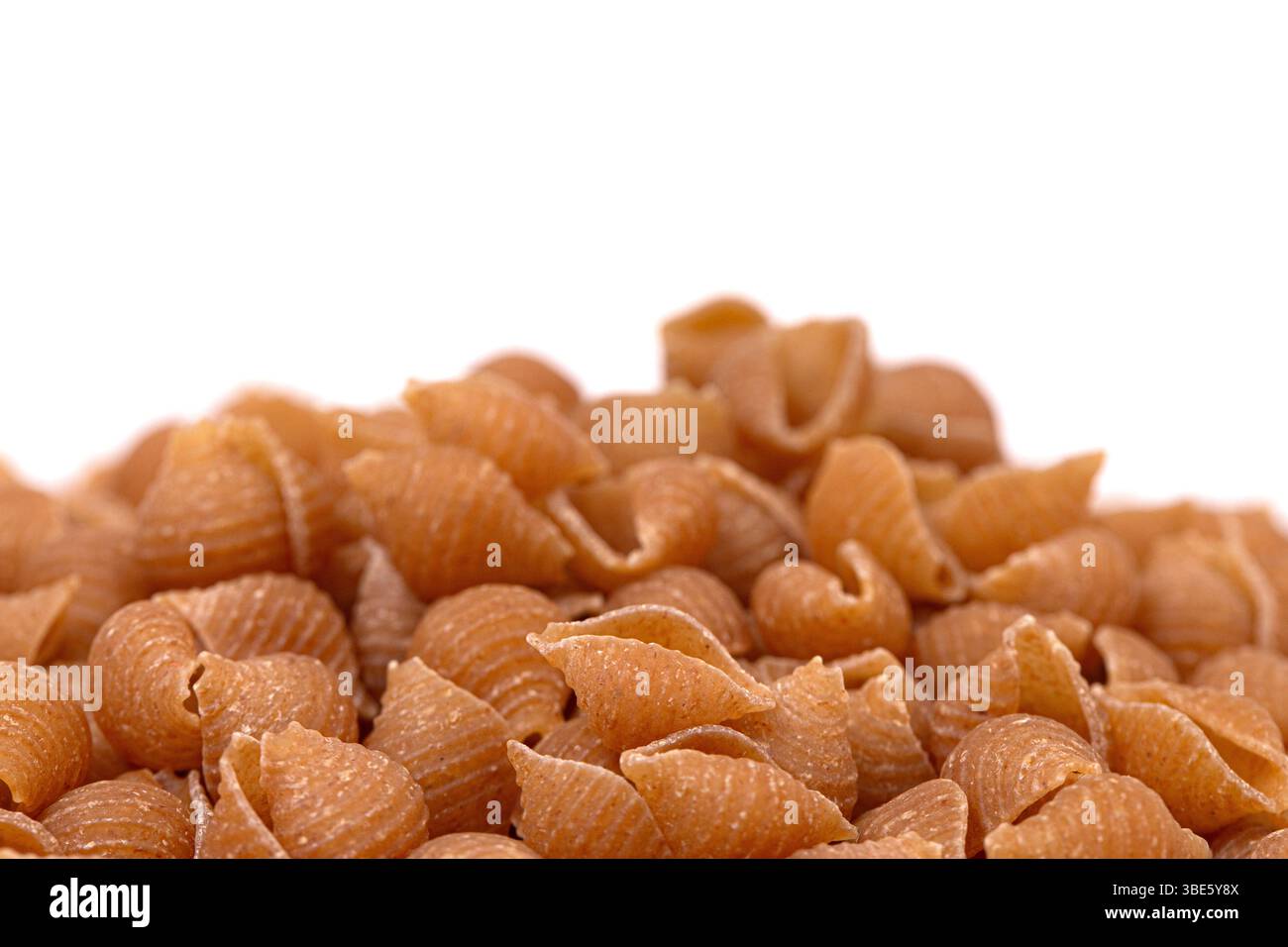 Whole Wheat Shell Pasta on a White Background Stock Photo - Alamy