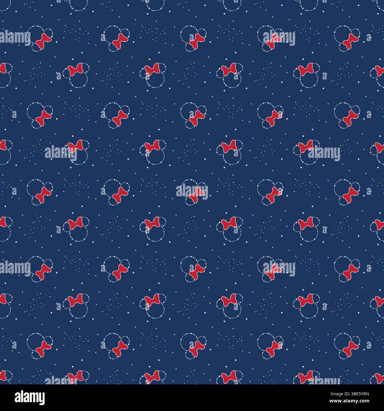 Minnie mouse head pattern dark blue fabric repeating design Stock ...