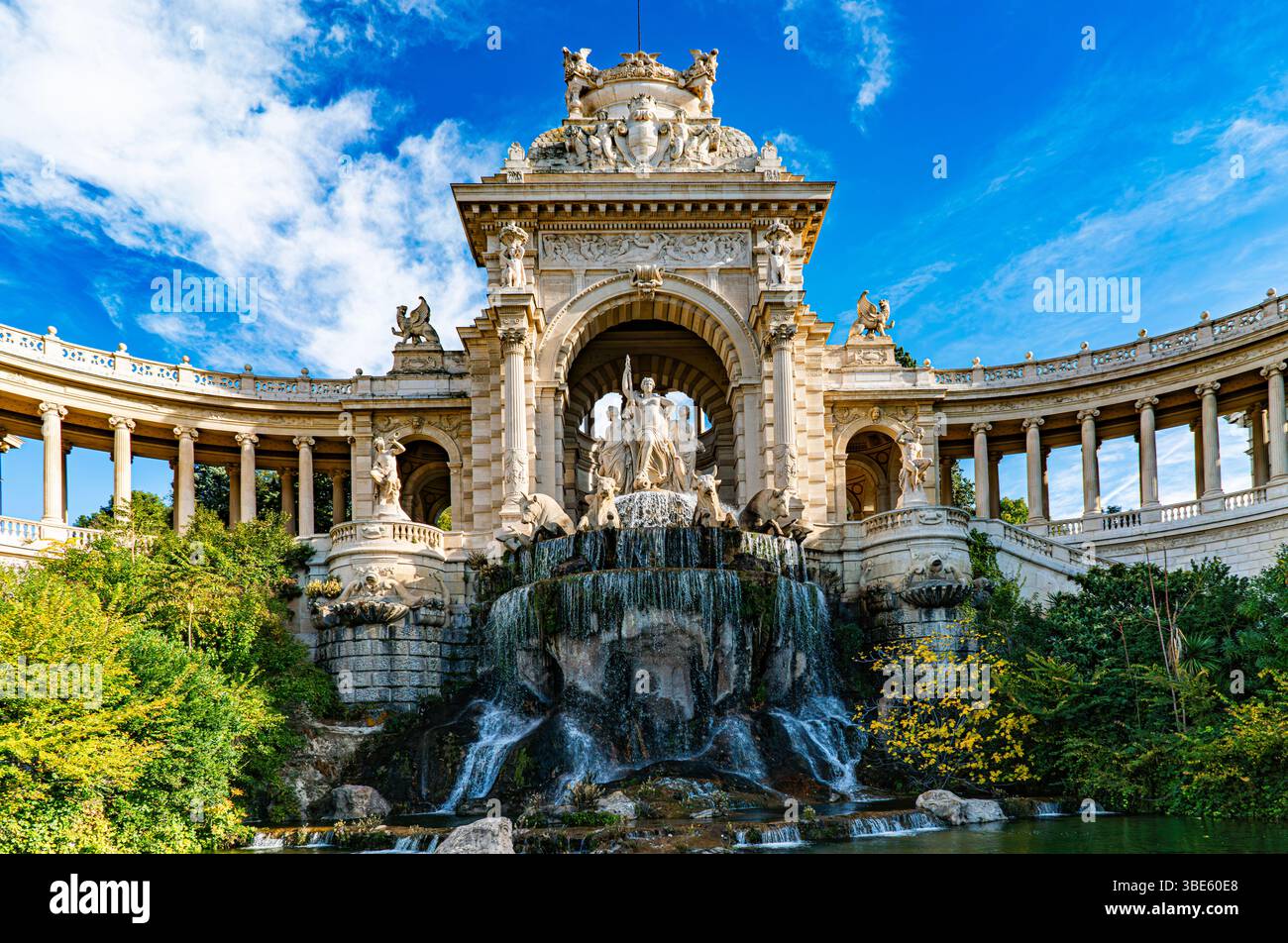 Water Cascade and Sculptures at Longchamp Palace, Marseille, France ...