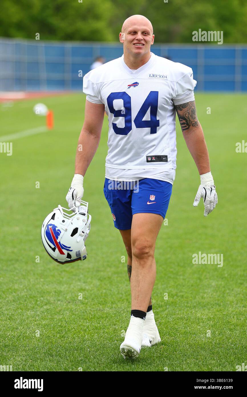 Buffalo Bills edge rusher Landon Jackson (94) walks off field following ...