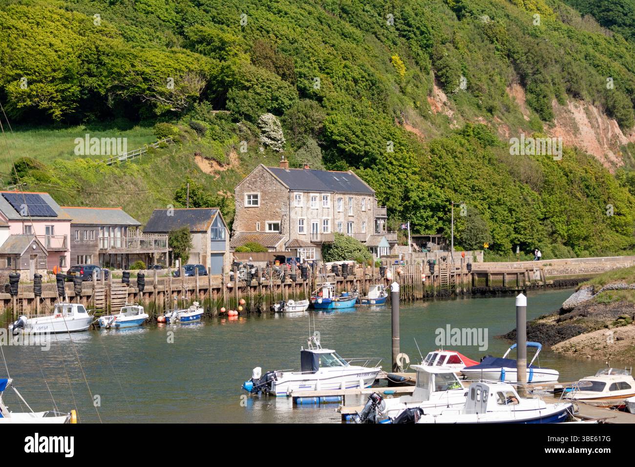 Axmouth Harbour, at the mouth of the River Axe, Seaton, Devon, England ...
