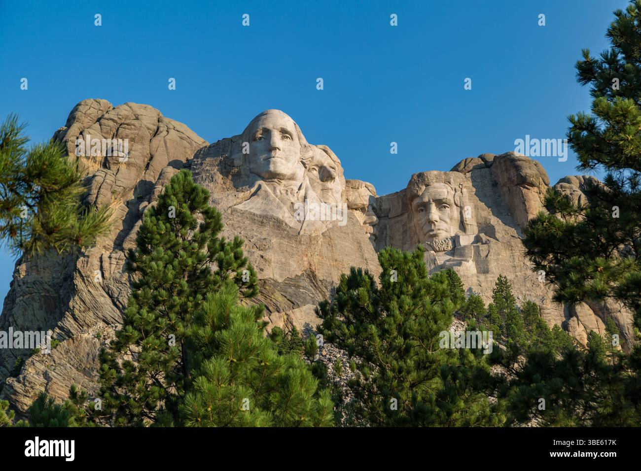 Carved granite busts of George Washington, Thomas Jefferson, Theodore ...