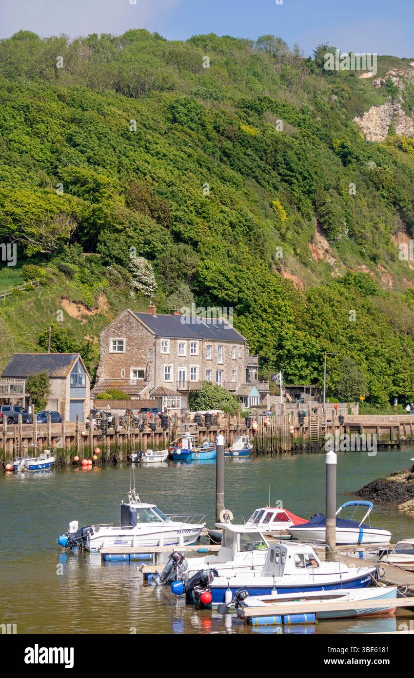 Axmouth Harbour, at the mouth of the River Axe, Seaton, Devon, England ...