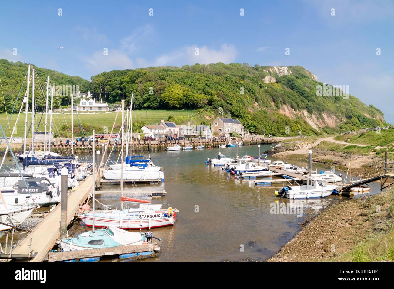 Axmouth Harbour, at the mouth of the River Axe, Seaton, Devon, England ...