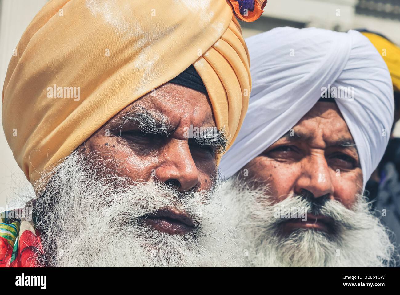 Sikh men in traditional dress and turban open the Vaisakhi festival in ...