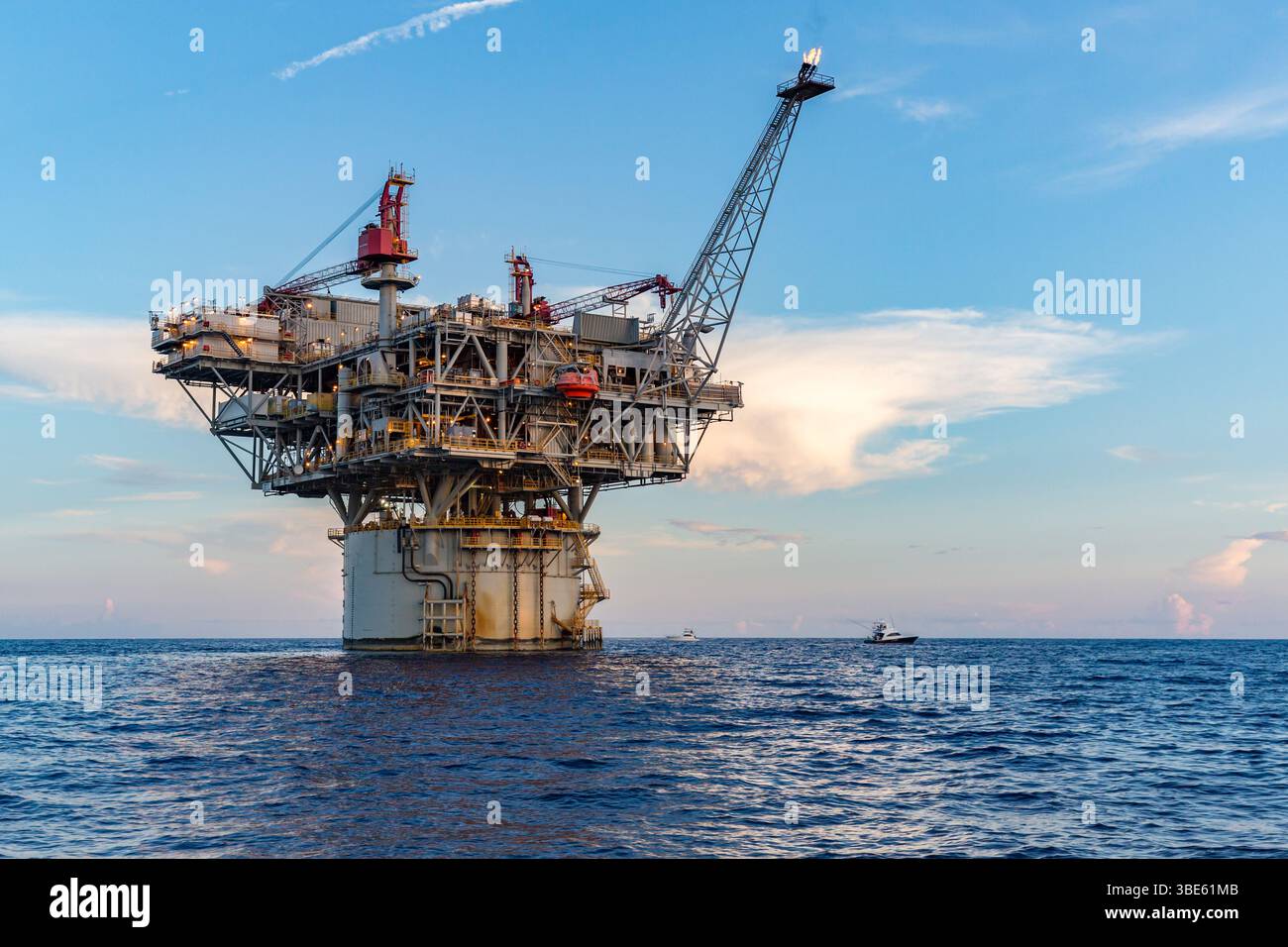Private fishing boats near offshore petroleum drilling rig in the Gulf ...