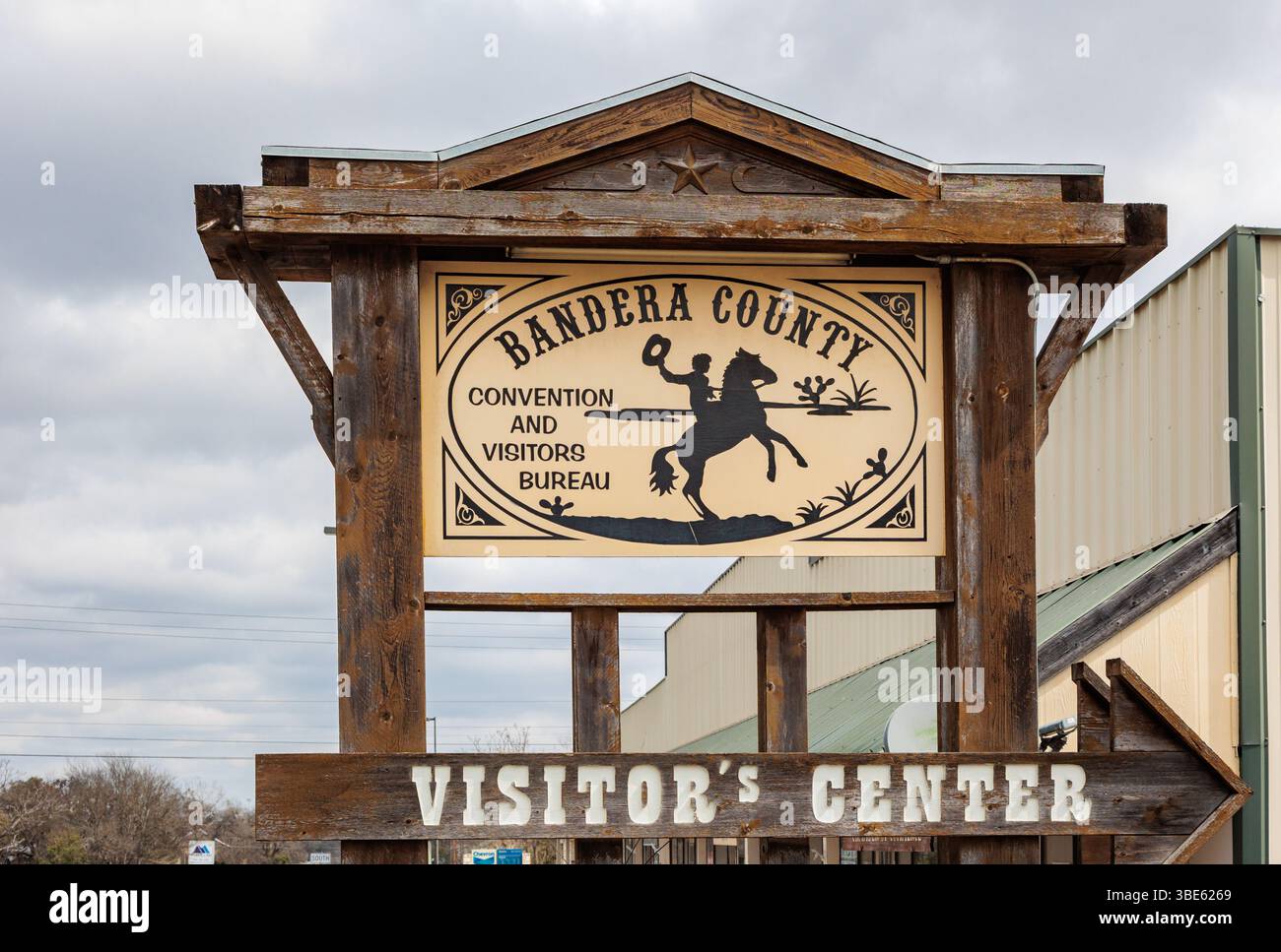 Sign for the Bandera County Convention and Visitors Bureau Visitor's ...