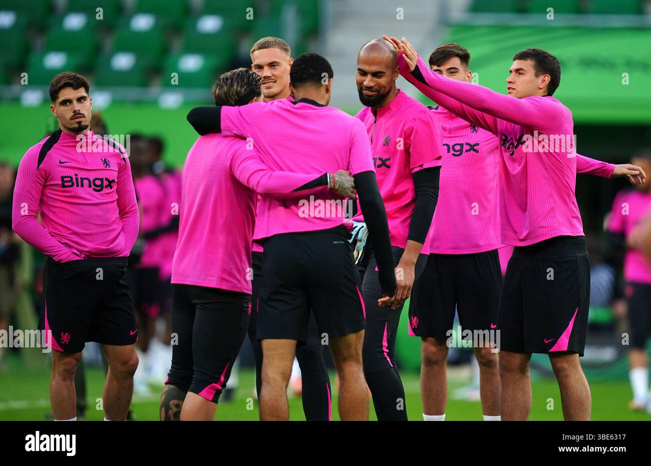 Chelsea goalkeeper Robert Sanchez (centre right) and team-mates during ...