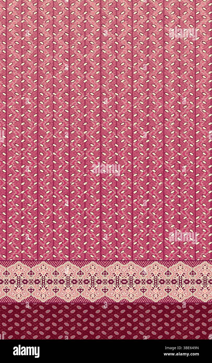 Pink and maroon fabric texture with delicate floral and geometric ...