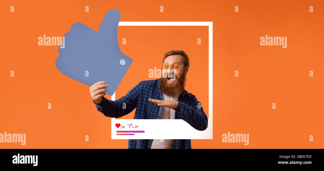Influencer sharing positive vibes with a thumbs up on social media app ...