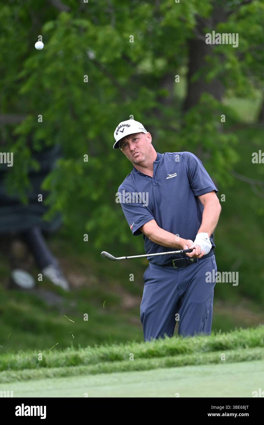 Dublin, Ohio, USA. 27th May, 2025. Alex Noren (SWE) hits onto the 18th ...