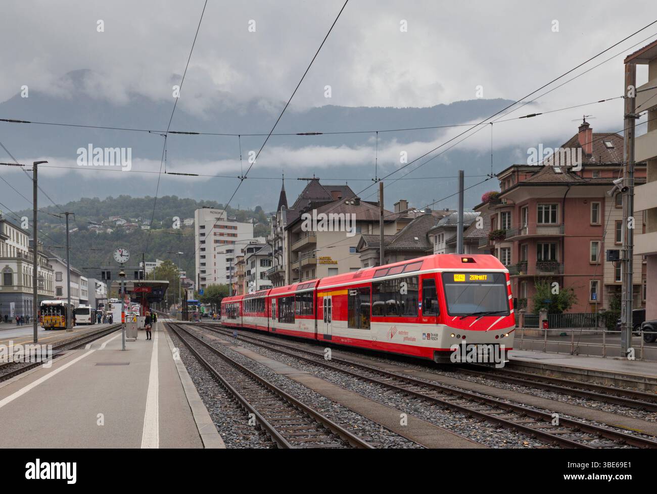 Matterhorn Gotthard Bahn ABDeh 4/8 meter gauge electric train at Brig ...