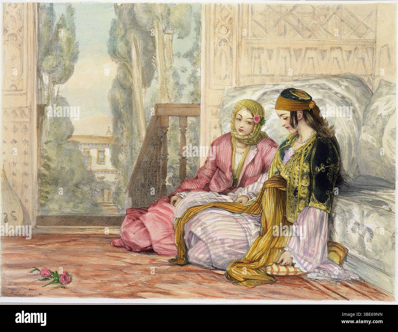 John Frederick Lewis - The Harem plate 1 from Illustrations of Constantinople engraved-harem ...