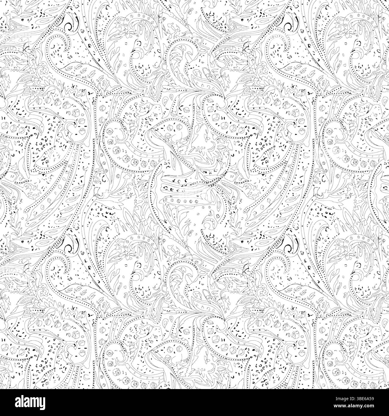 Elegant monochrome paisley pattern seamless design for fabric and ...