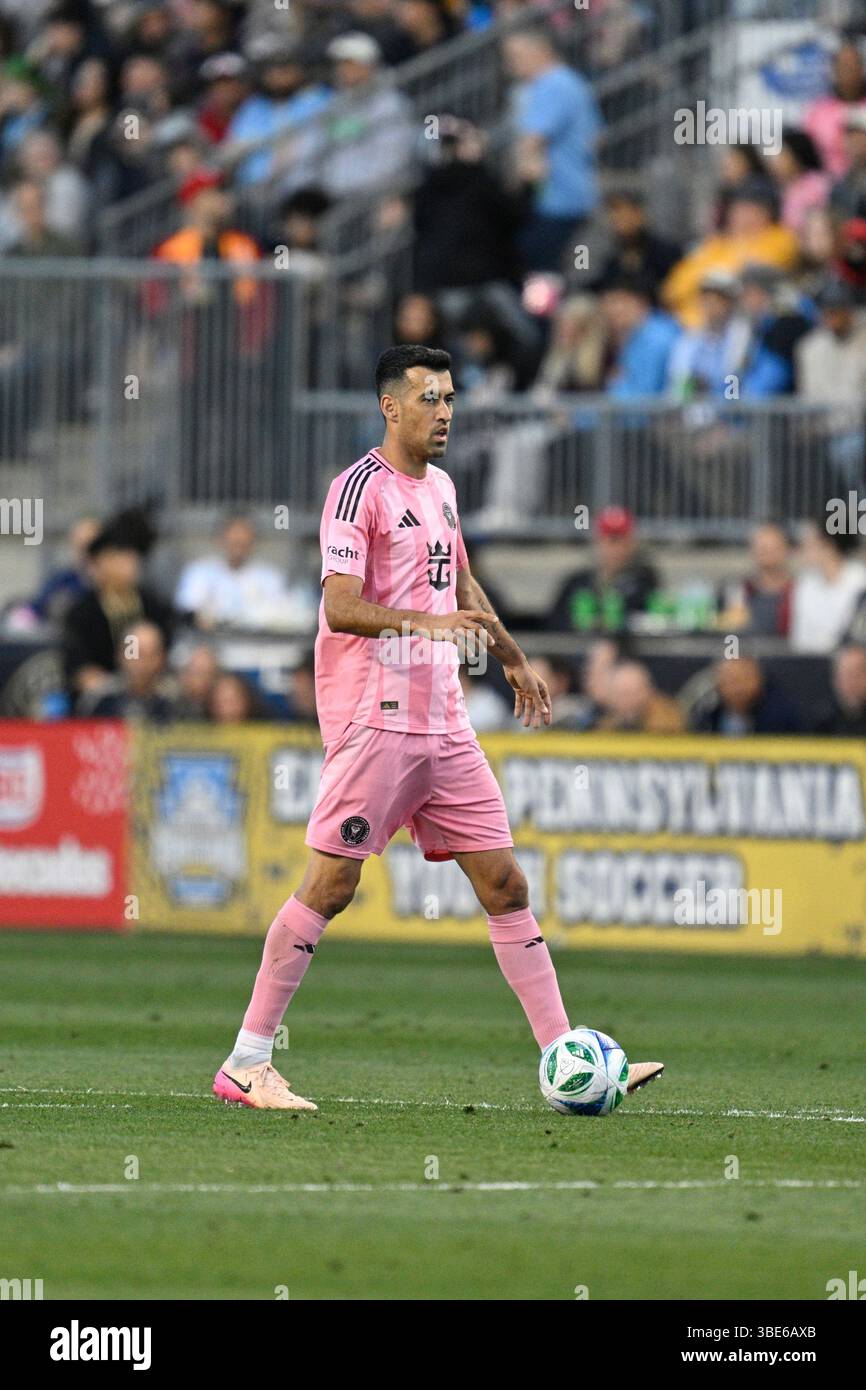 CHESTER, PA - MAY 24: Inter Miami midfielder Sergio Busquets #5 looks ...