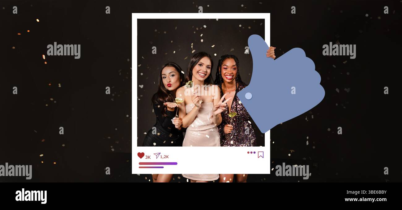 Social media influencers celebrate with thumbs up in a vibrant collage ...