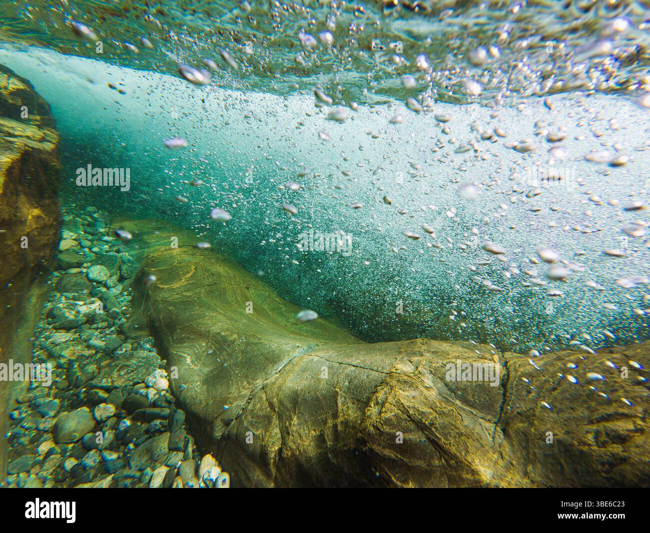 The underwater world of a cold Norwegian river: crystal clear water ...