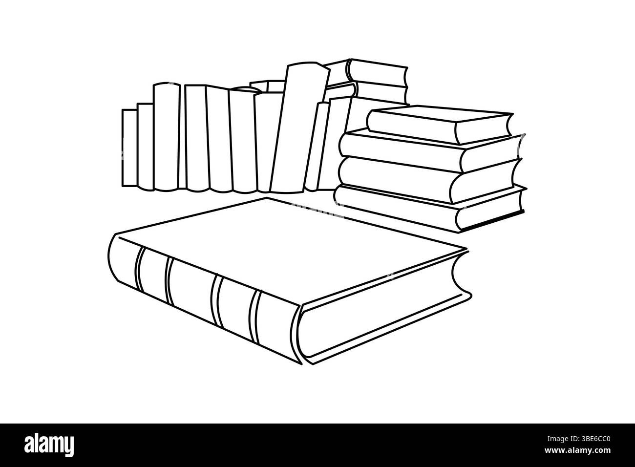Book single line drawing of an open book on a white background Stock ...