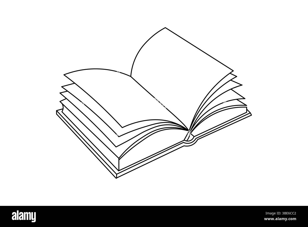 Book single line drawing of an open book on a white background Stock ...
